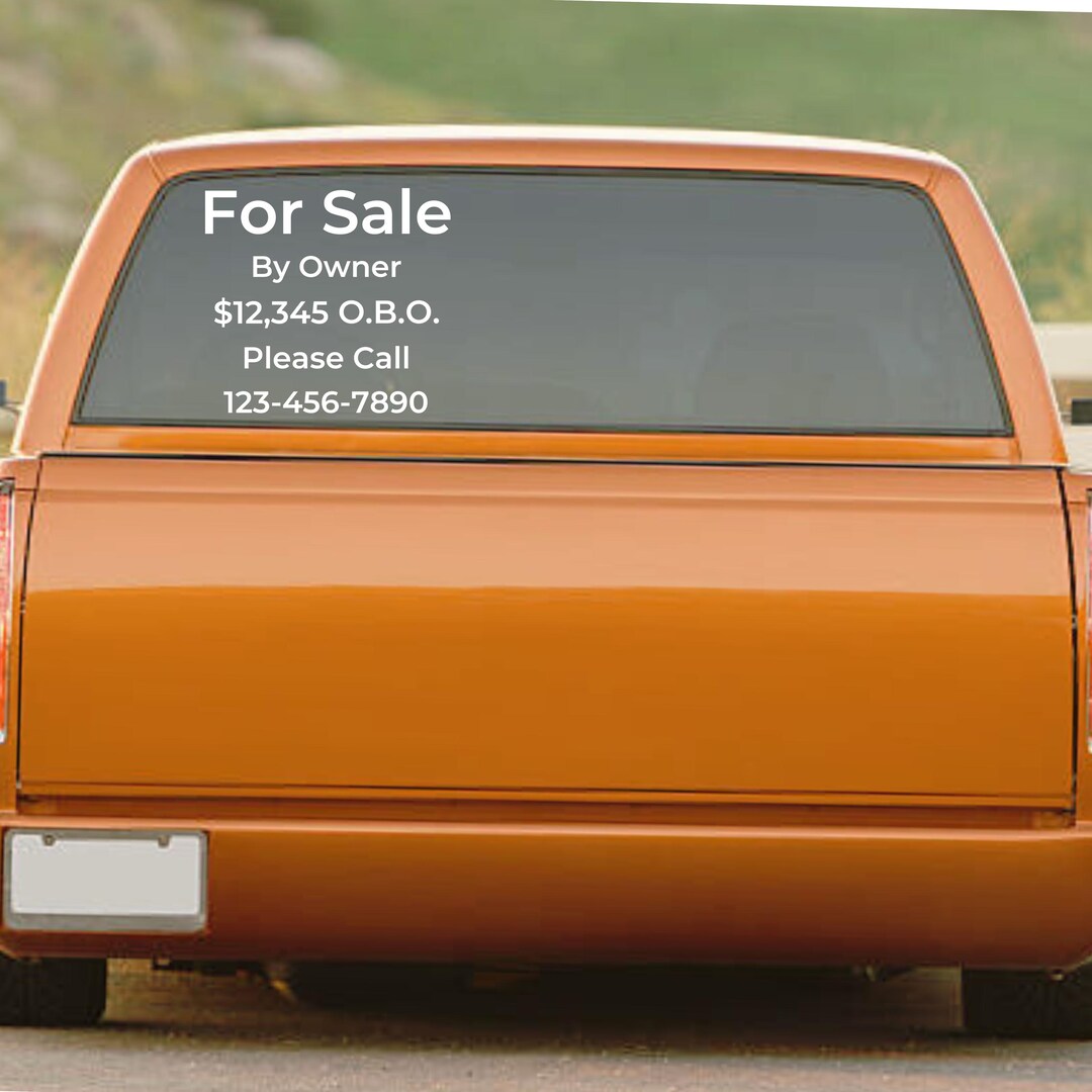 For Sale Car Window Decal | Custom Vehicle Sale Sticker | Reusable ...