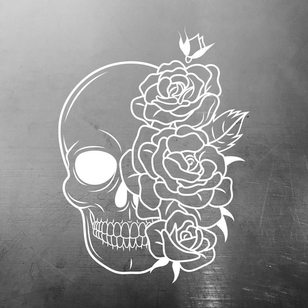 Skull With Flowers Vinyl Decal Sticker Vinyl Decal Sticker for All ...