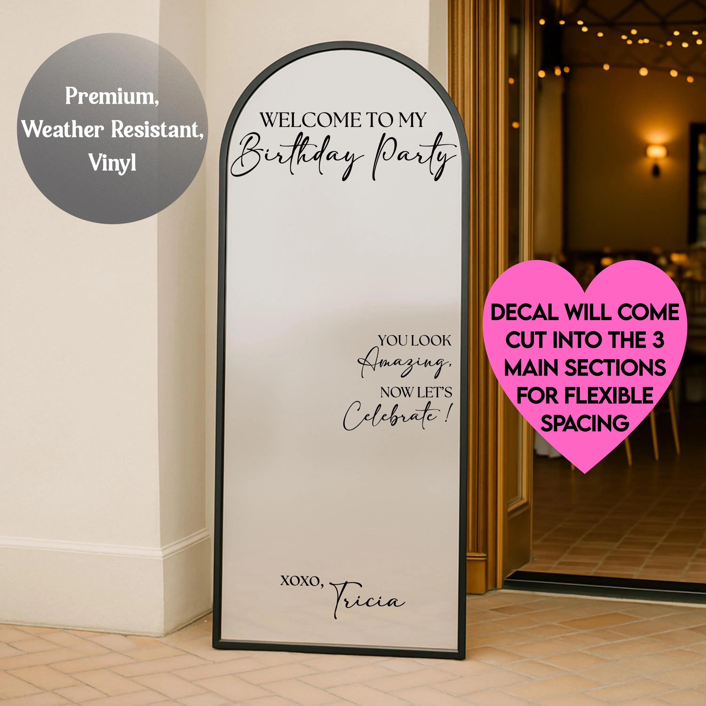 Welcome to My Birthday Decal: Mirror Decal | Custom Vinyl Sticker ...