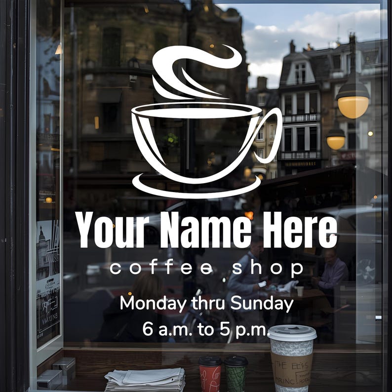 Business Decal: Custom Coffee Shop Logo | Business Window Sign ...
