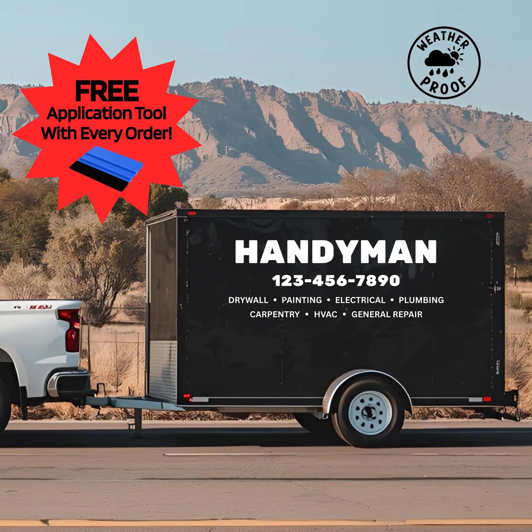 Custom Handyman Vinyl Decal | Personalized Contractor Sign | Utility ...
