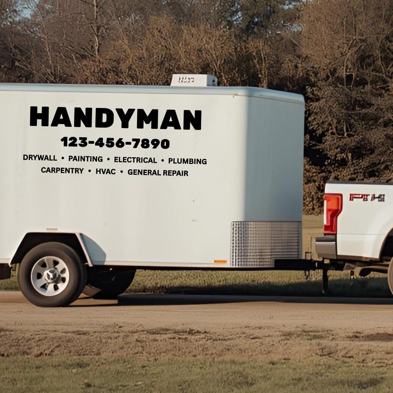 Custom Handyman Vinyl Decal | Personalized Contractor Sign | Utility ...