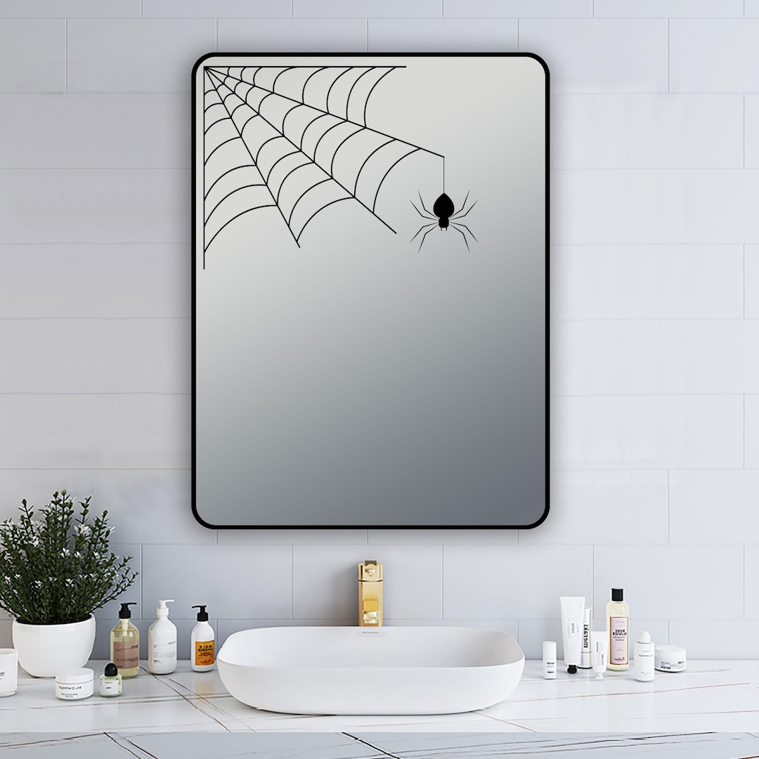 Spider Web Vinyl Decal: Halloween Mirror Decoration - Etsy