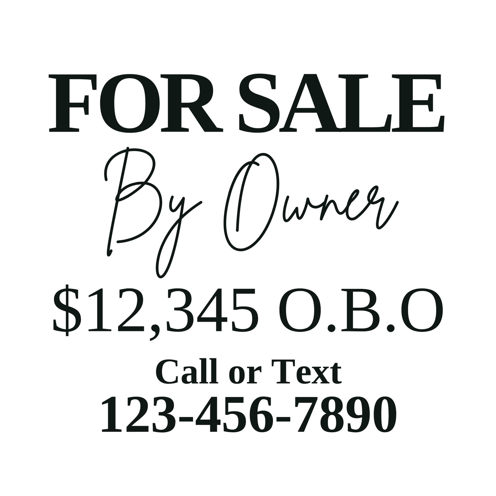 Custom Vinyl for Sale Sign Decal for Your Car or Truck for Sale Sign ...