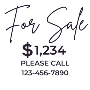 Personalized for Sale Sign / Custom for Sale Sign / Vinyl Decal for ...