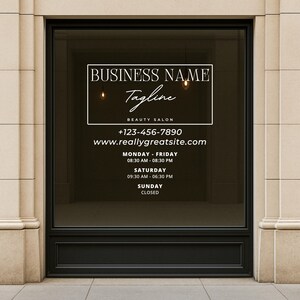 Custom Business Window Decal • Storefront Vinyl Sign With Hours ...