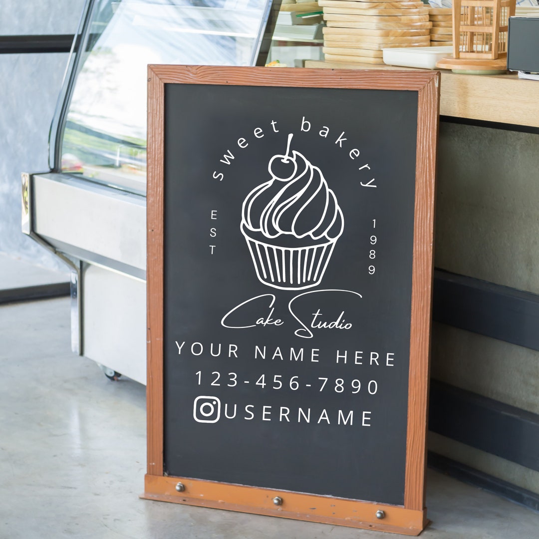 Bakery Logo Vinyl Decal Sign / Personalized Bakery Business Sign ...