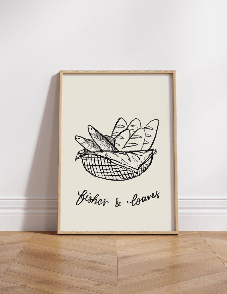 Jesus Feeds 5000, 5 Loaves Bread 2 Fishes, Matthew 14 John 6 Modern ...