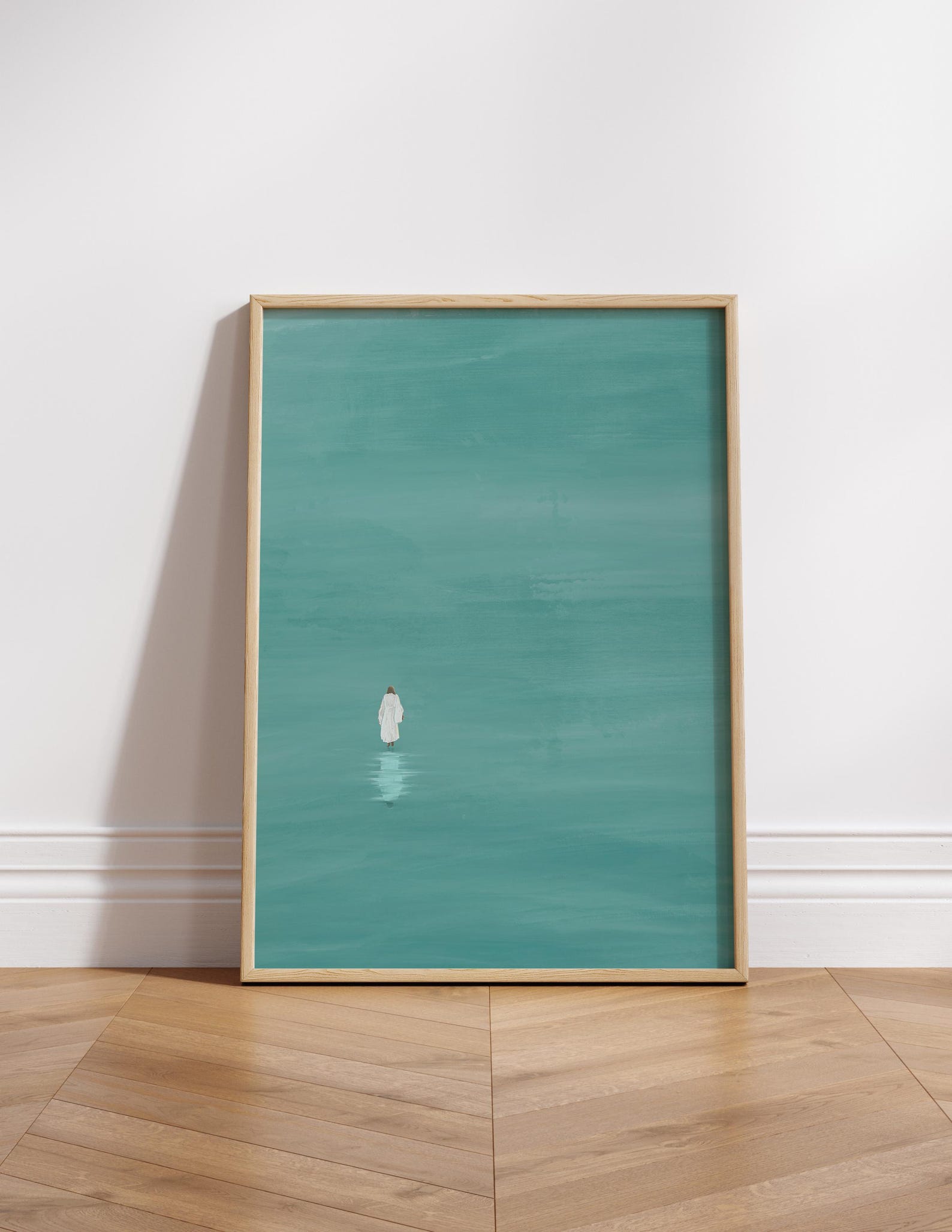 Neutral Modern Minimalist Bible Verse Jesus in Walking on Blue Still ...