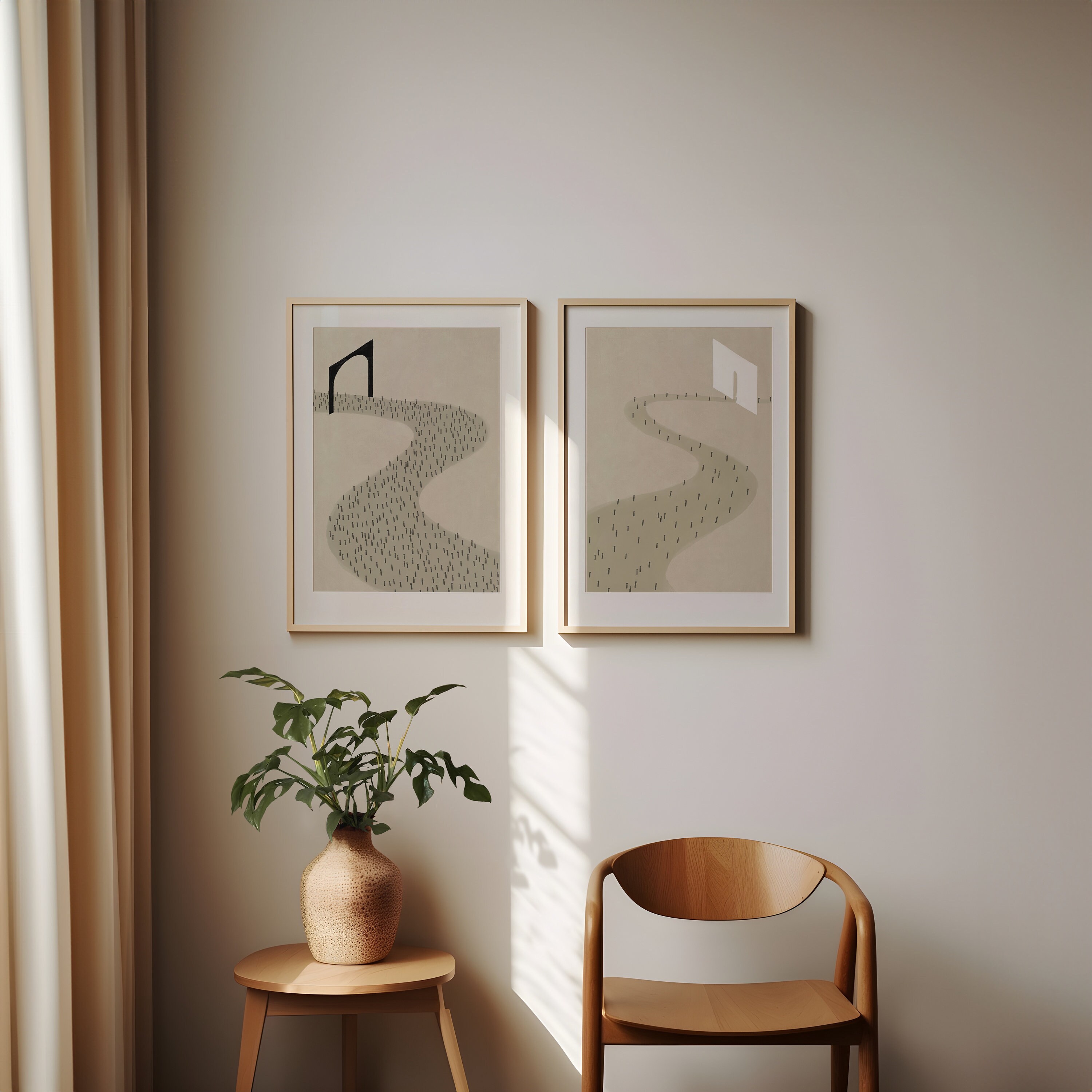 The Wide and Narrow Gate, Set of 2 Modern Neutral Christian Bible Art ...