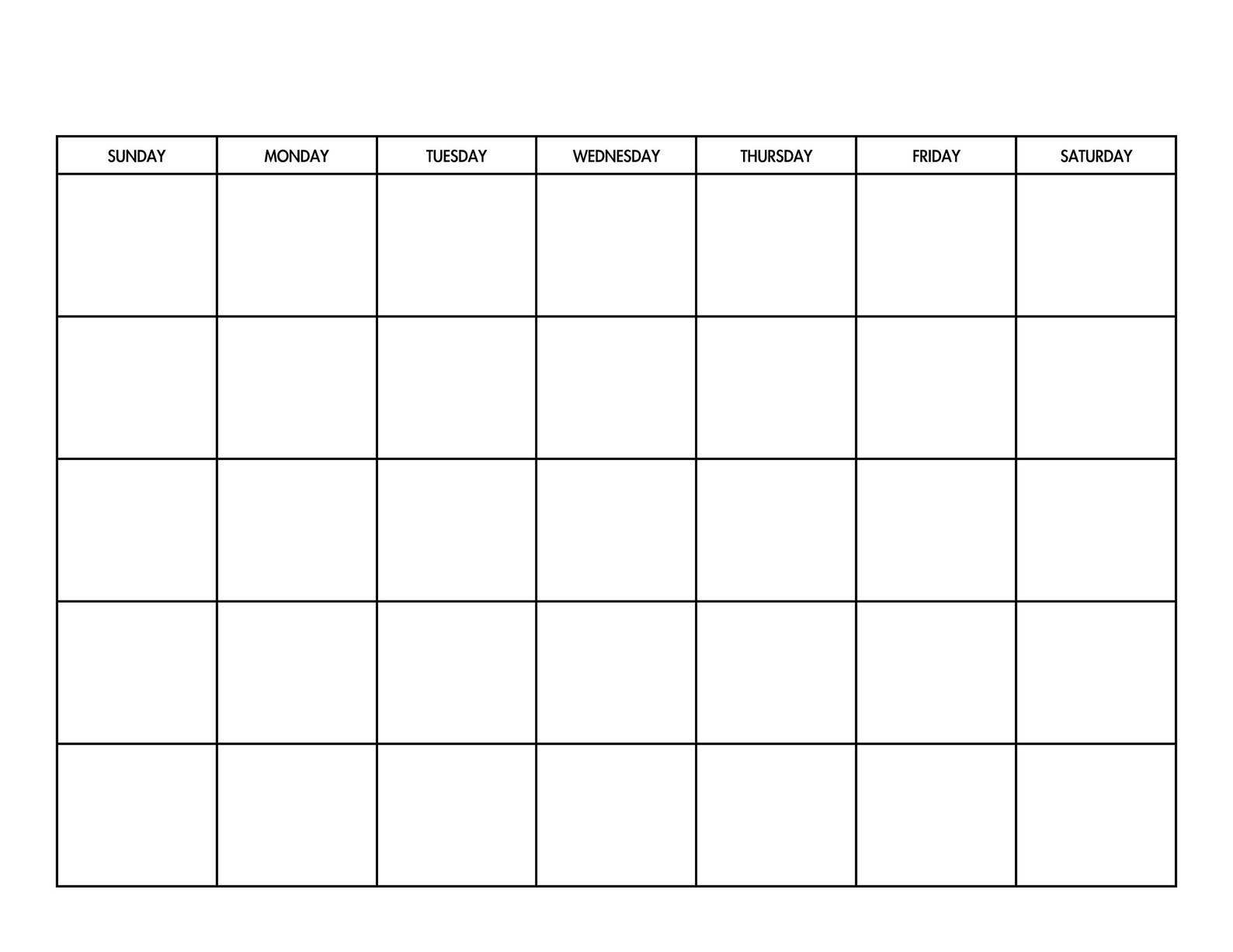 Blank Printable Calendar, Sunday Start, Calendar, 11 X 8.5 Inches ...