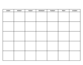 Blank Printable Calendar, Monday Start, Calendar, 11 X 8.5 Inches ...