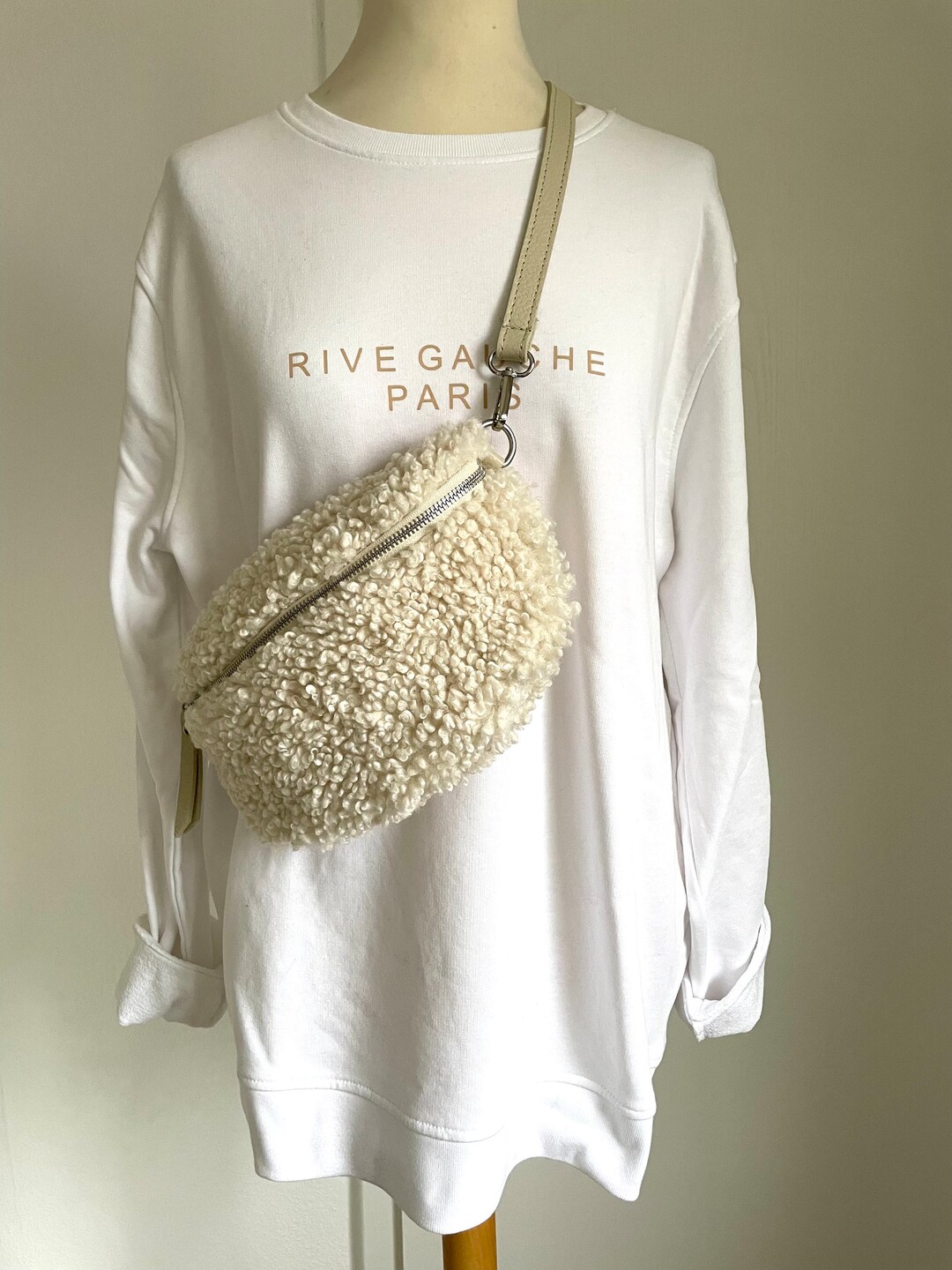 Crossbody Bag Teddy Fur With Leather Strap - Cream - SCHUHZWANG - Etsy