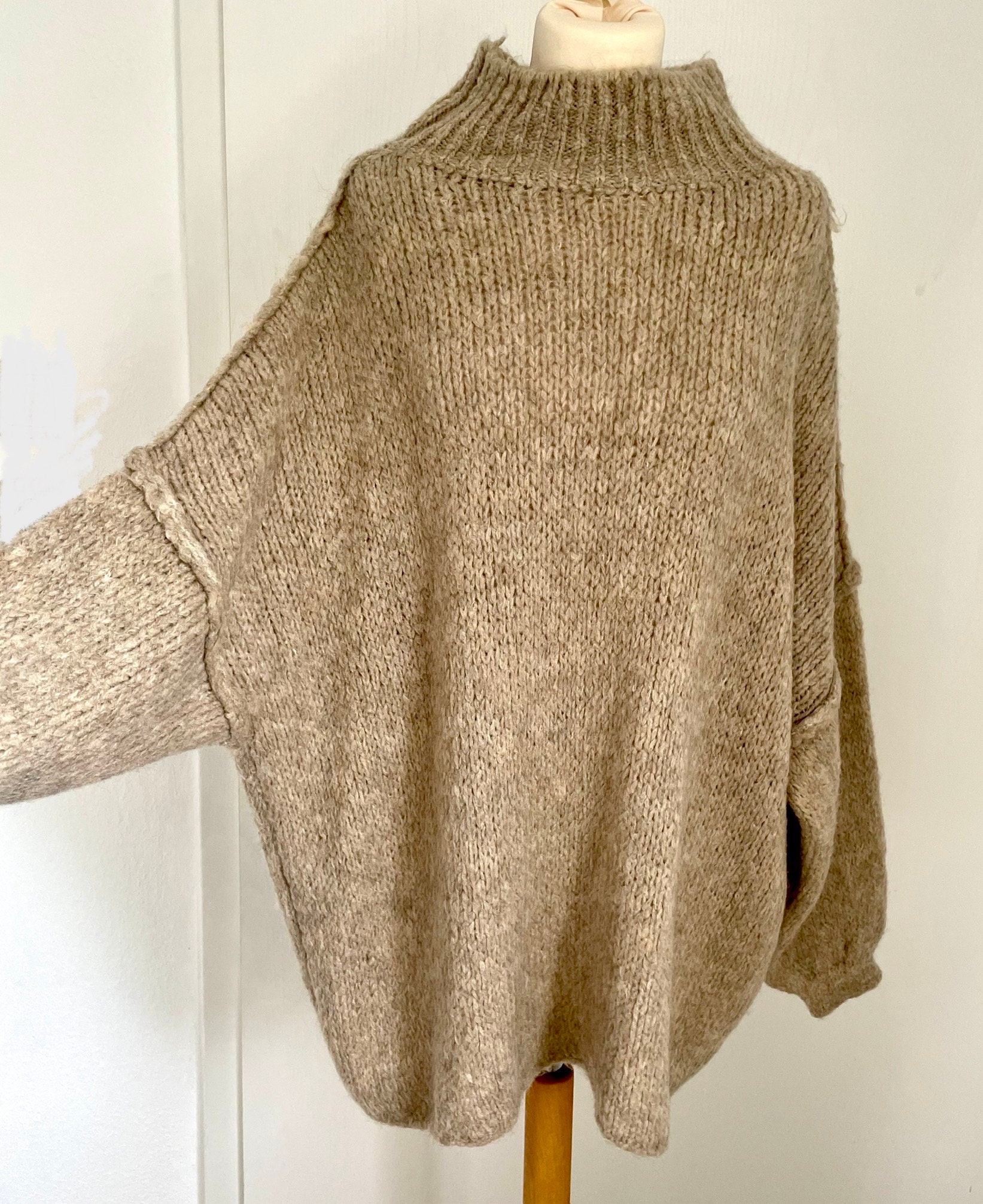 Oversized Strickpullover Turtleneck Grobstrick Beige Pullover - Etsy.de