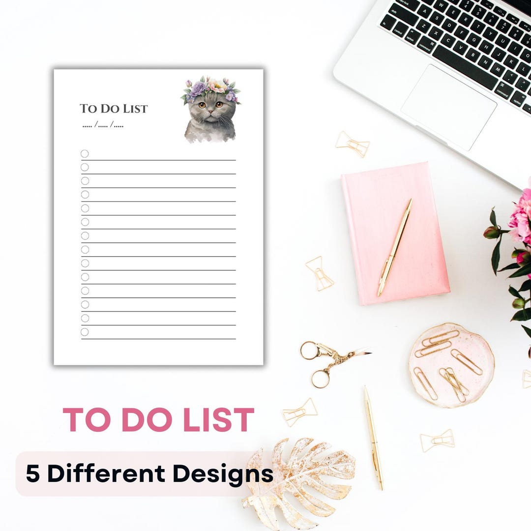 Cute Cat to Do List Digital Planner to Do List Minimal Design Instant ...