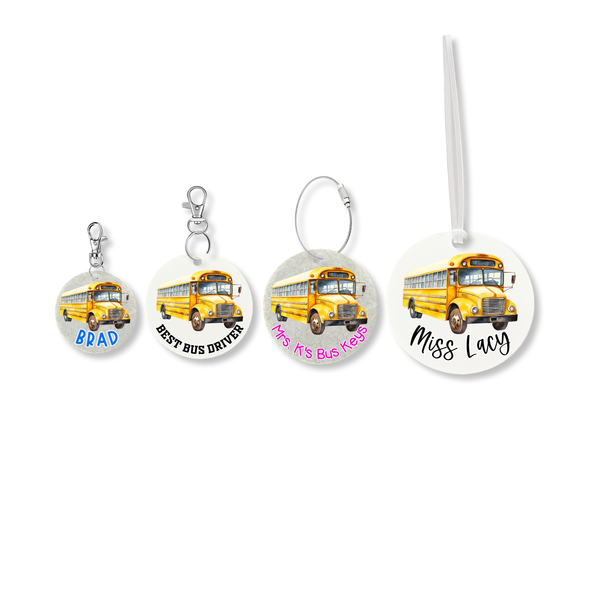 Personalized School Bus Keychain, Bus Driver Gift, Custom School Bus ...