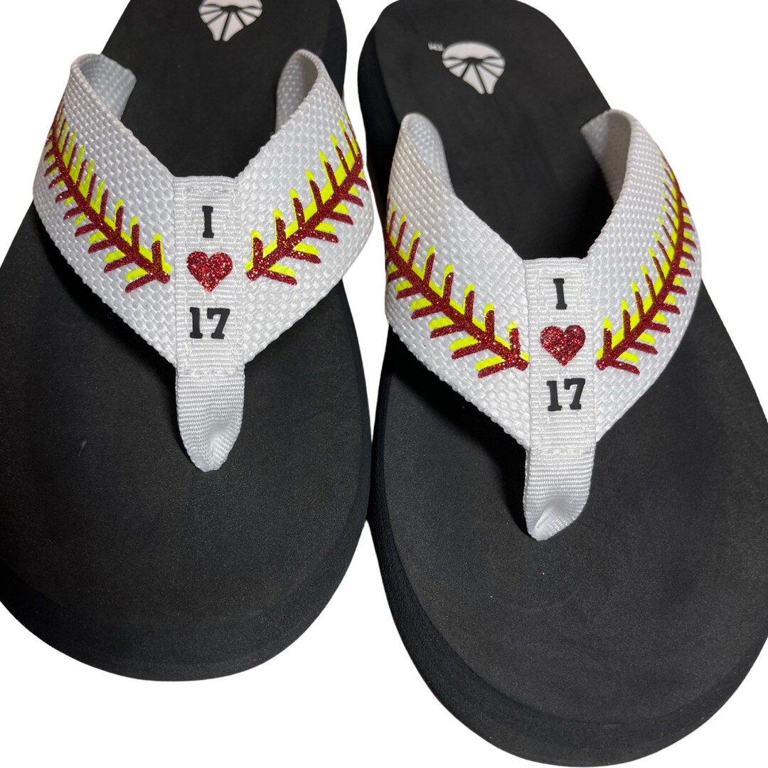 Personalized Softball Flip Flops | Custom Softball Sandals / Softball ...
