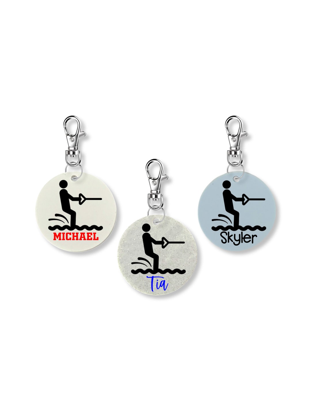 Personalized Water Ski Keychain 2 Inch Custom Water Ski Accessory ...