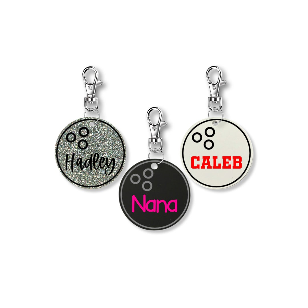 Personalized Bowling Keychain 2 Inch Bowling Bag Tag Custom Bowling ...