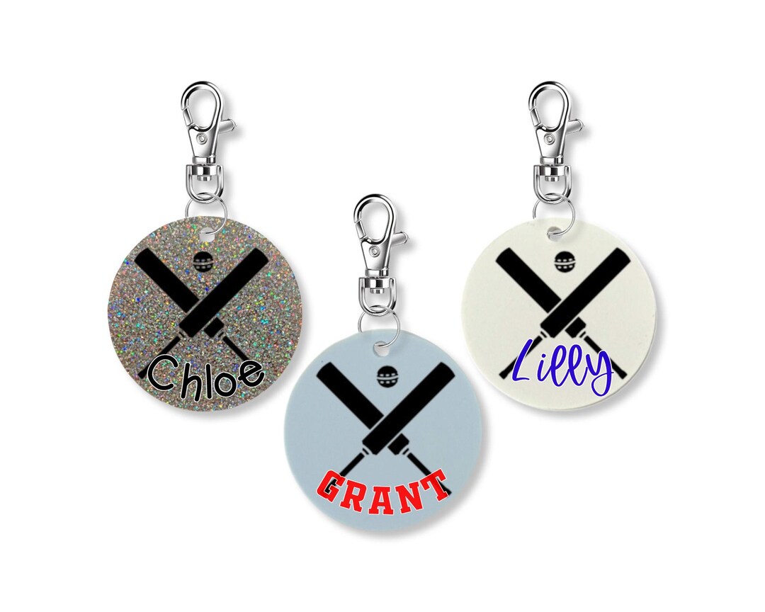 Personalized Cricket Keychain - 2 Inch, Custom Cricket Player Gift ...