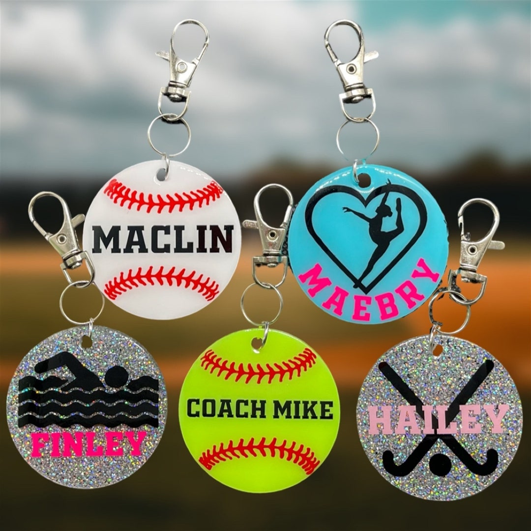 Personalized 2 Sports Keychains / Name Tag / Sport - Etsy