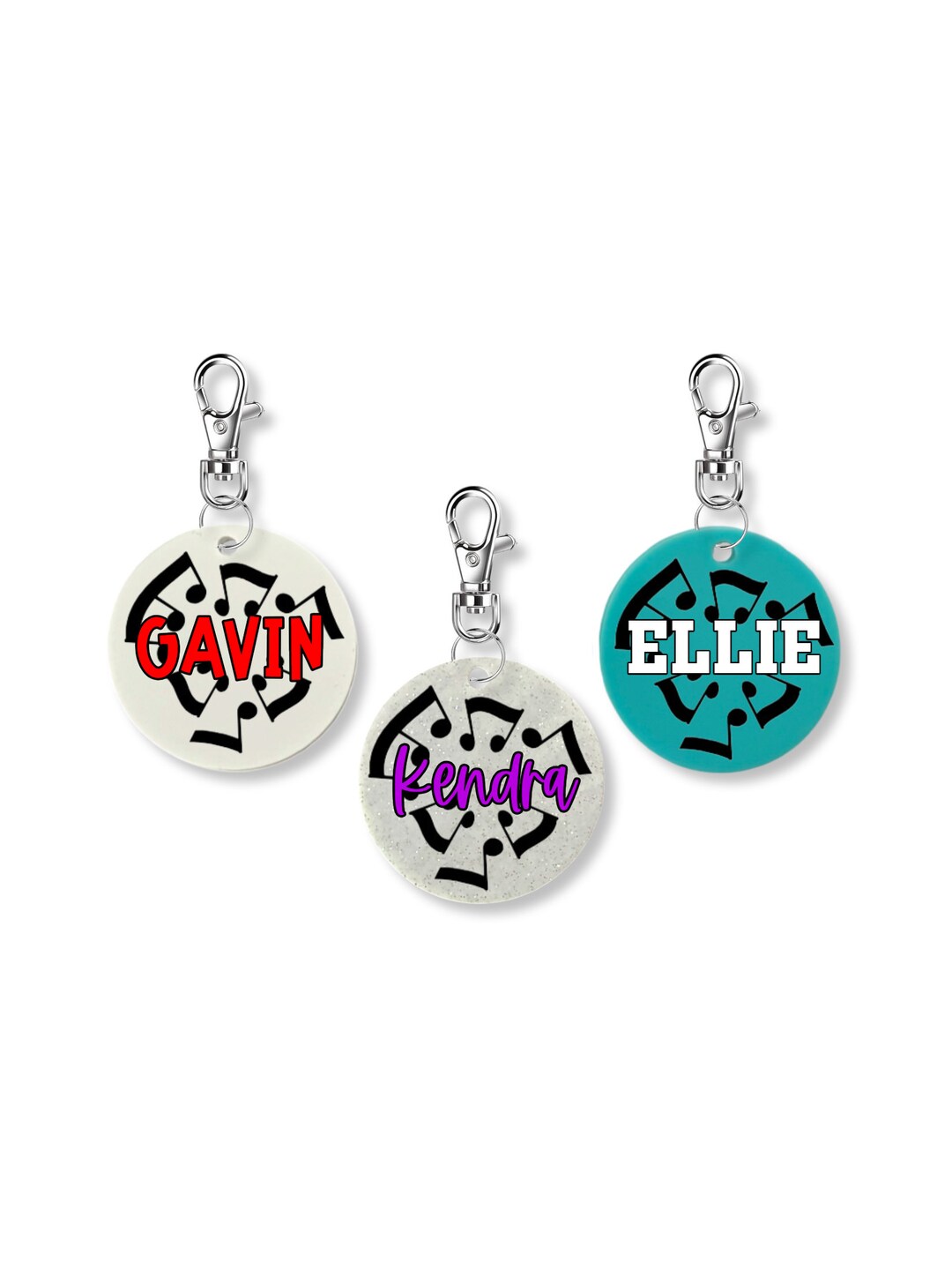 Personalized Music Keychain 2 Inch Custom Musician Accessory Music ...