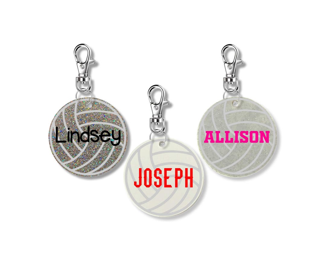 Personalized Volleyball Keychain - 2 Inch, Custom Volleyball Name Tag ...