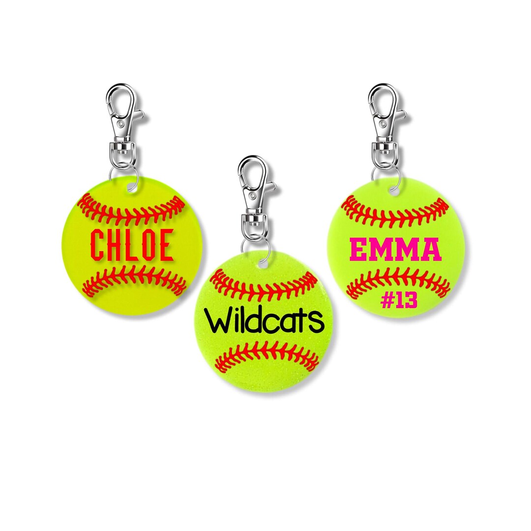 Personalized Softball Keychain- 2 Inch - Etsy