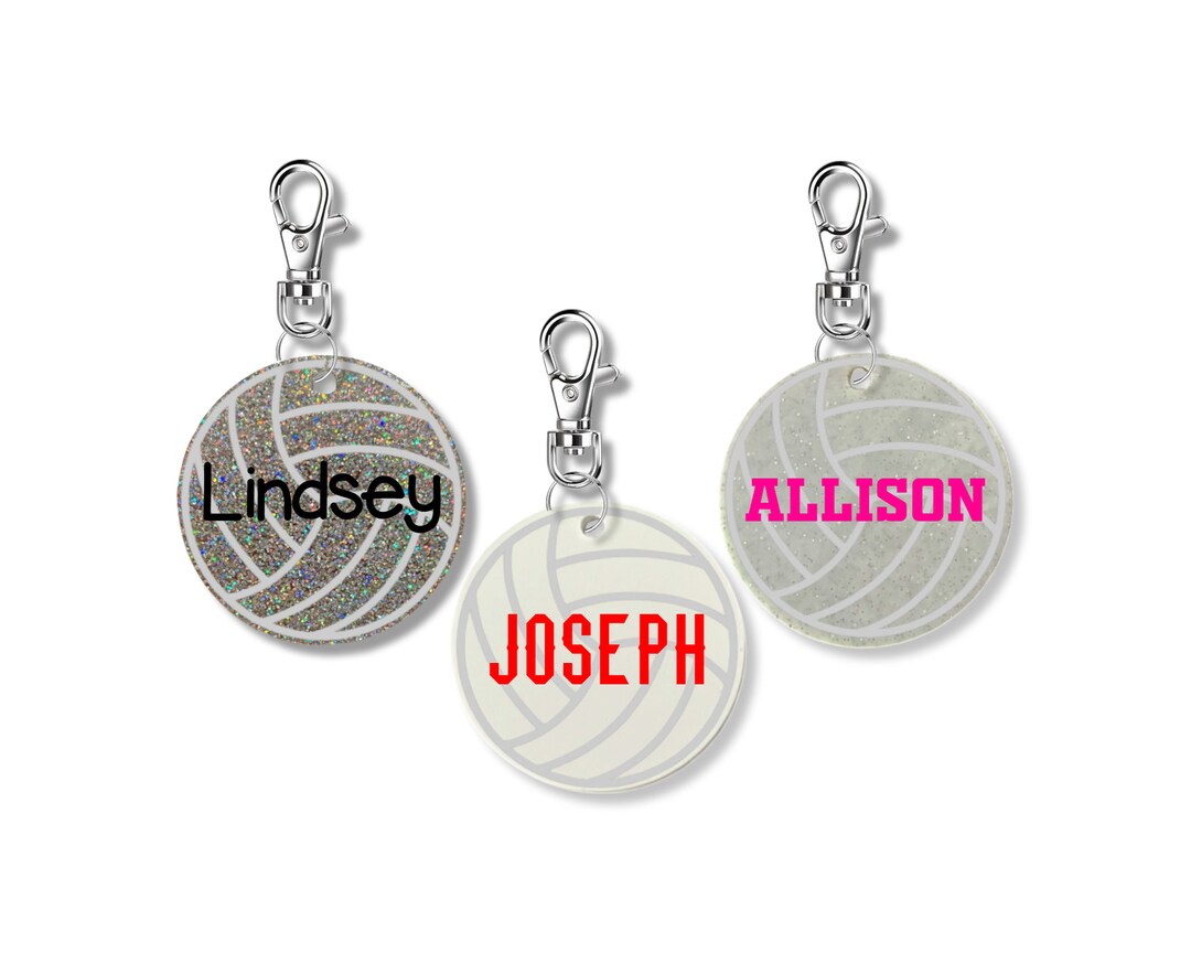 Personalized Volleyball Keychain 2 Inch, Custom Volleyball Name Tag ...