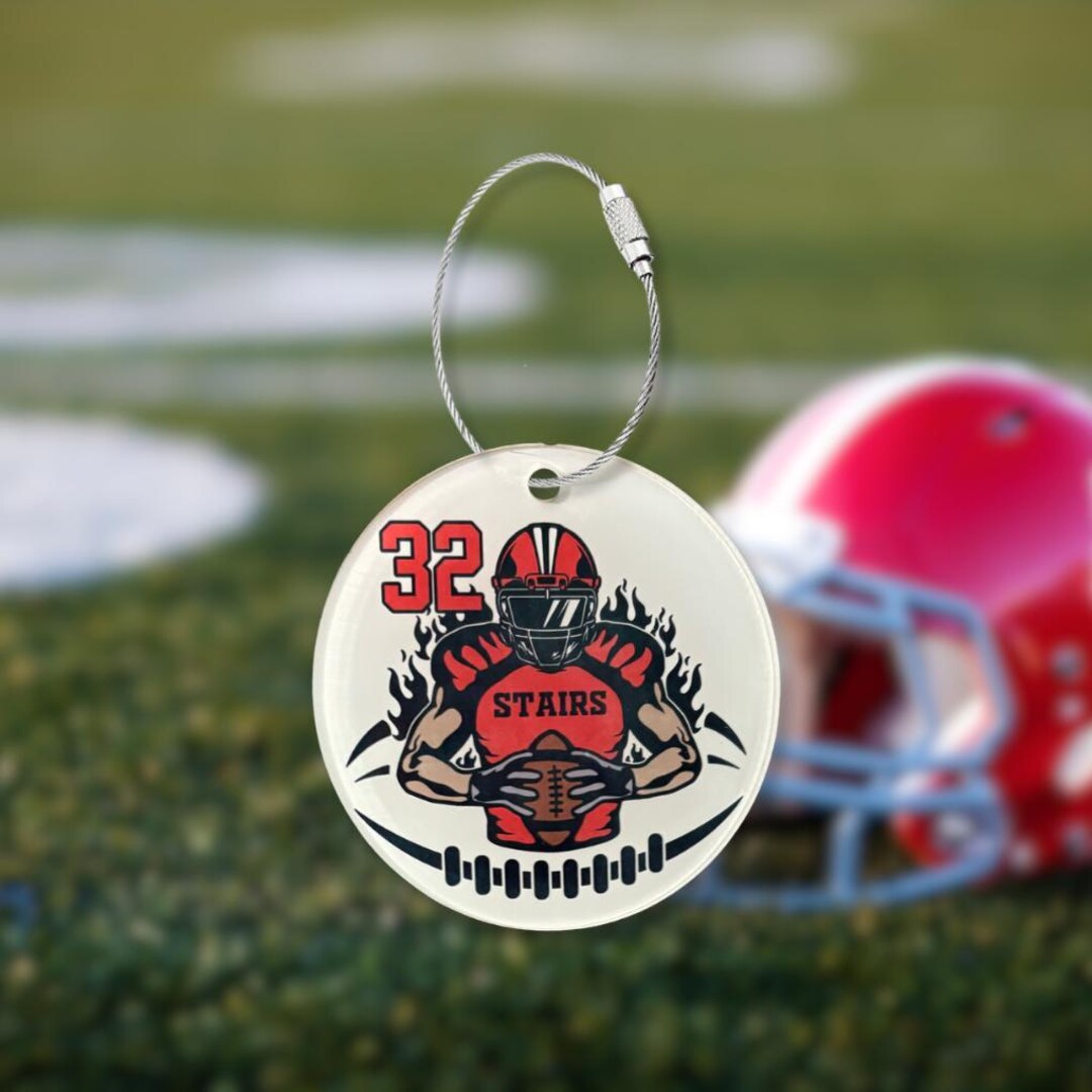 Custom Football Player Keychain, Personalized Football Bag Tag, Gift ...
