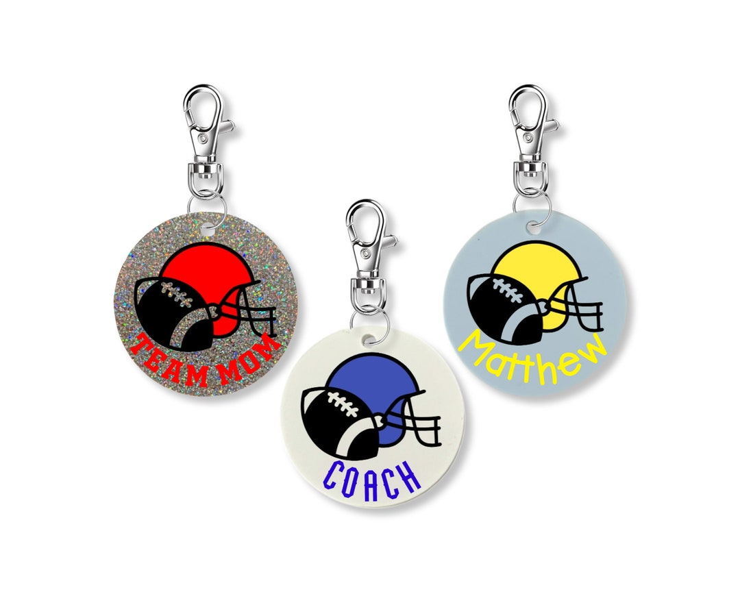 Personalized Football Keychain 2 Inch Custom Football Bag Tag ...