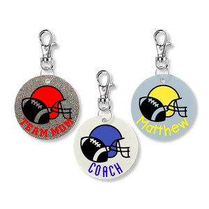 Personalized Football Keychain 2 Inch Custom Football Bag Tag ...