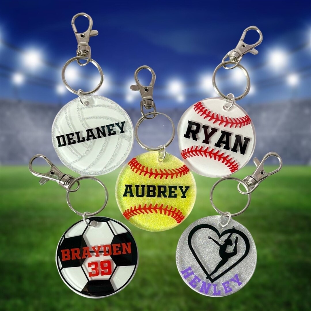 Personalized 2 Sports Keychains / Name Tag / Sport - Etsy
