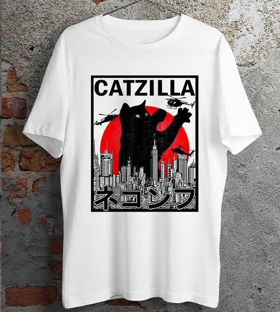 Catzilla Godzilla T Shirt Cat Poster Ideal Gift Present Tee | Etsy