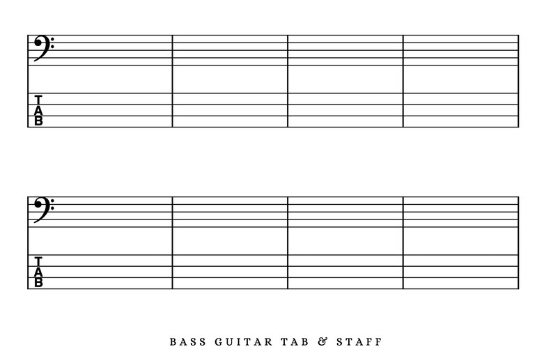 Bass, Guitar, Ukulele, Piano Blank Staff & Tab Printouts - Etsy