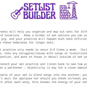 Setlist Builder - Gig Setlist Template for Artists and Bands - Etsy