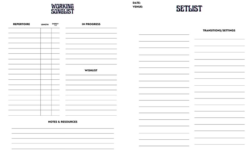 Setlist Builder - Gig Setlist Template for Artists and Bands - Etsy