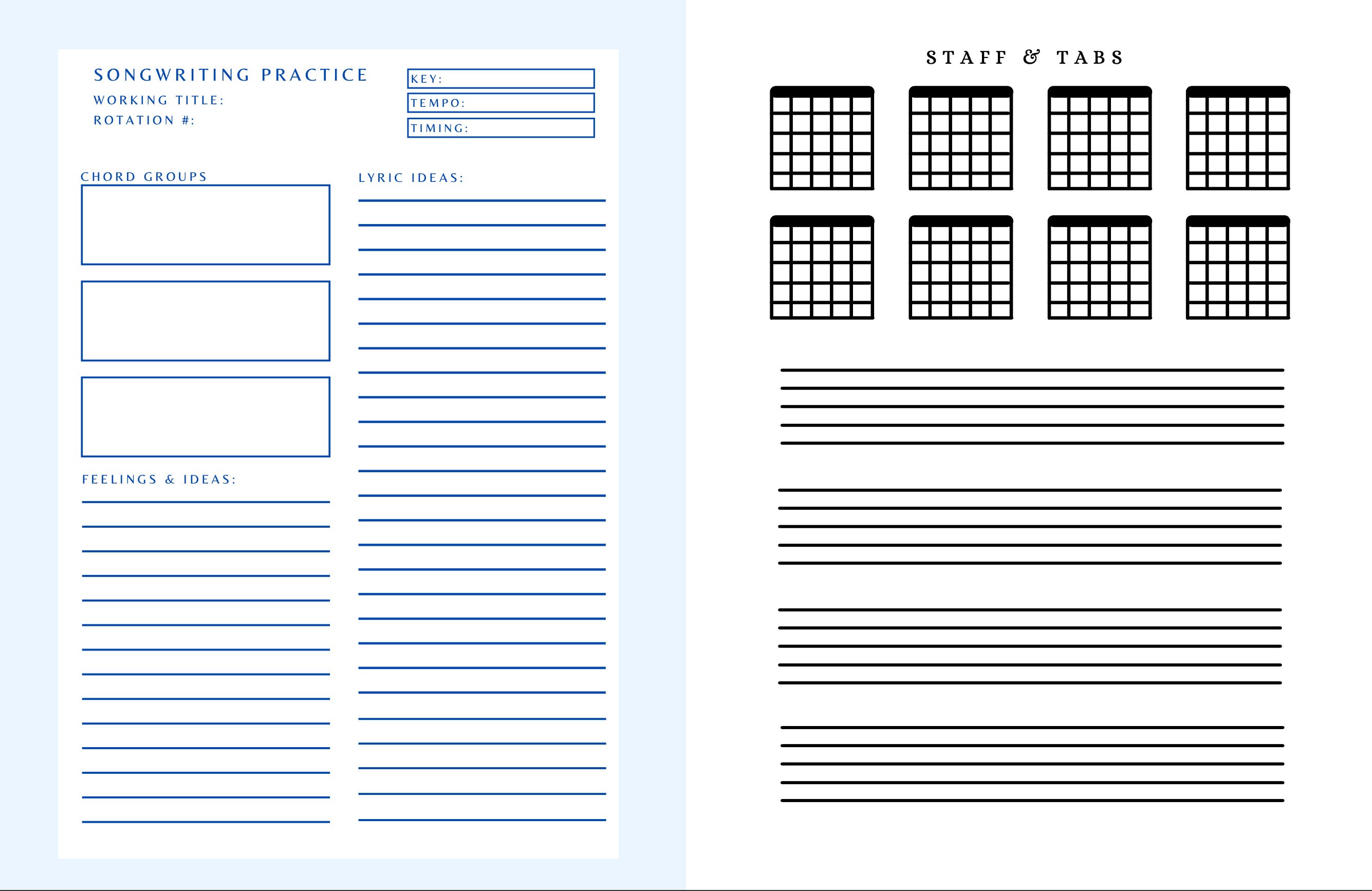 Songwriting Journal Printable - Songwriting Rotation Practice - Etsy