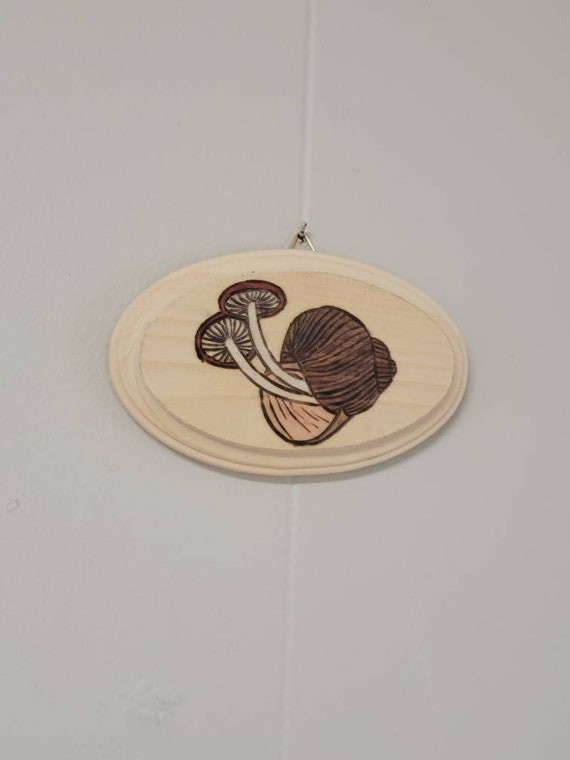 Art & Collectibles Death Pyrography hangable artwork Mushroom Skeleton ...