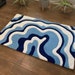 Blue and White Wave Rug, Customizable Wavy Tufted Rug, Area Rug - Etsy