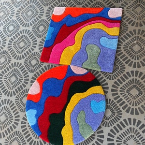 Groovy Psychedelic Round Tufted Rug Handmade Funky 70s Style - Etsy