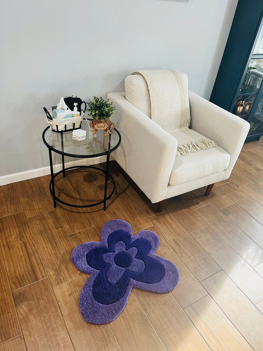 Purple Hippie Flower Tufted Rug - Etsy