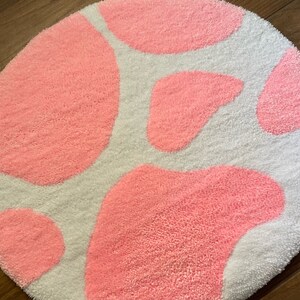 Soft Pink and White Cow Print Rug Tufted Rug Custom Animal Print Rug ...