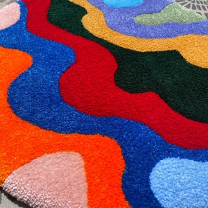 Groovy Psychedelic Round Tufted Rug Handmade Funky 70s Style - Etsy