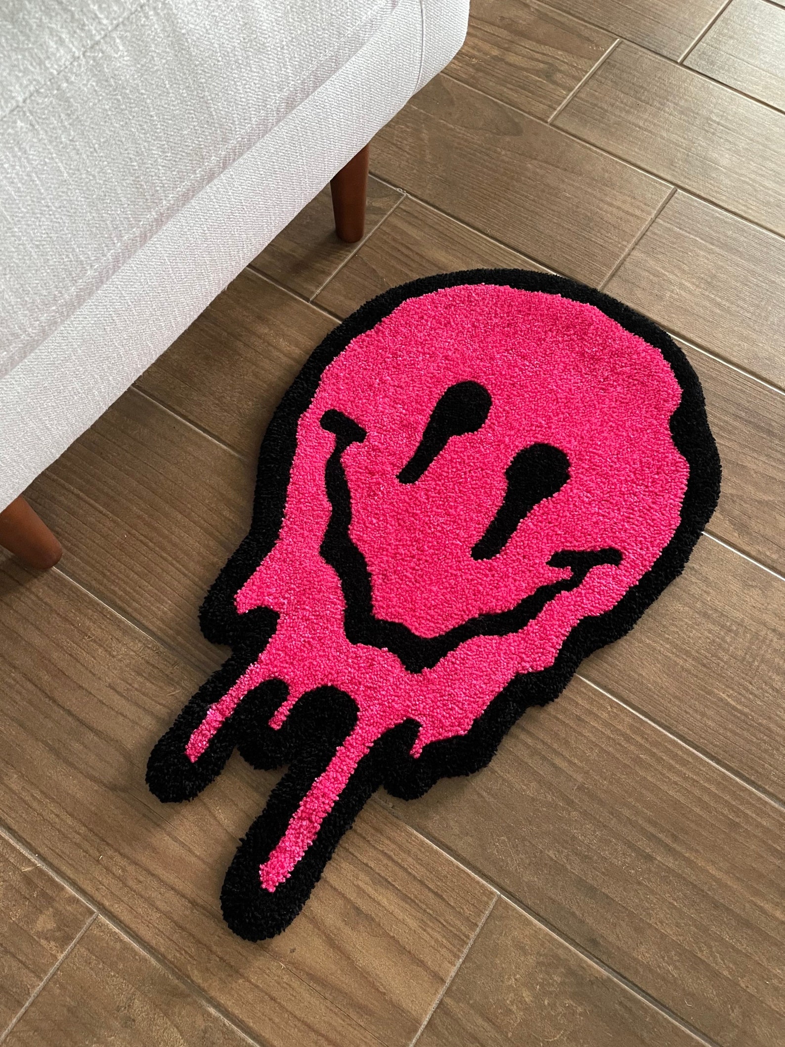 Trippy Pink Smiley Face Rug Handmade Tufted Rug for Bedroom - Etsy