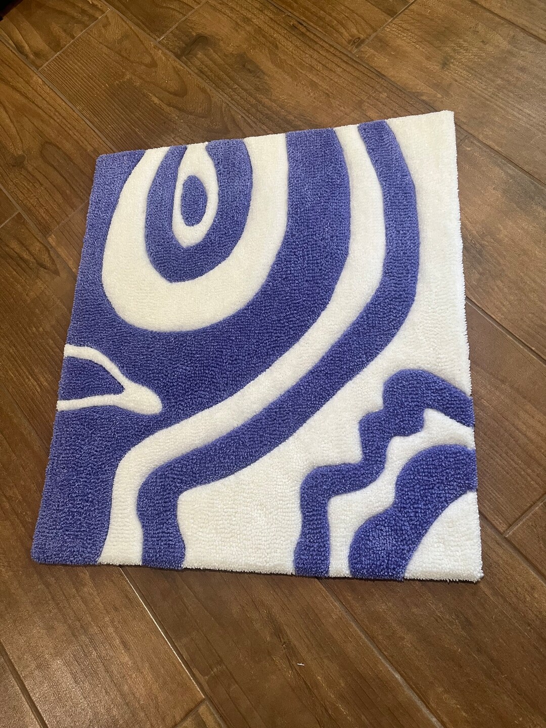 Purple Lilac White Tufted Rug, Swirl Design Minimalist Accent Rug ...