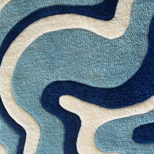 Blue and White Wave Rug, Customizable Wavy Tufted Rug, Area Rug - Etsy