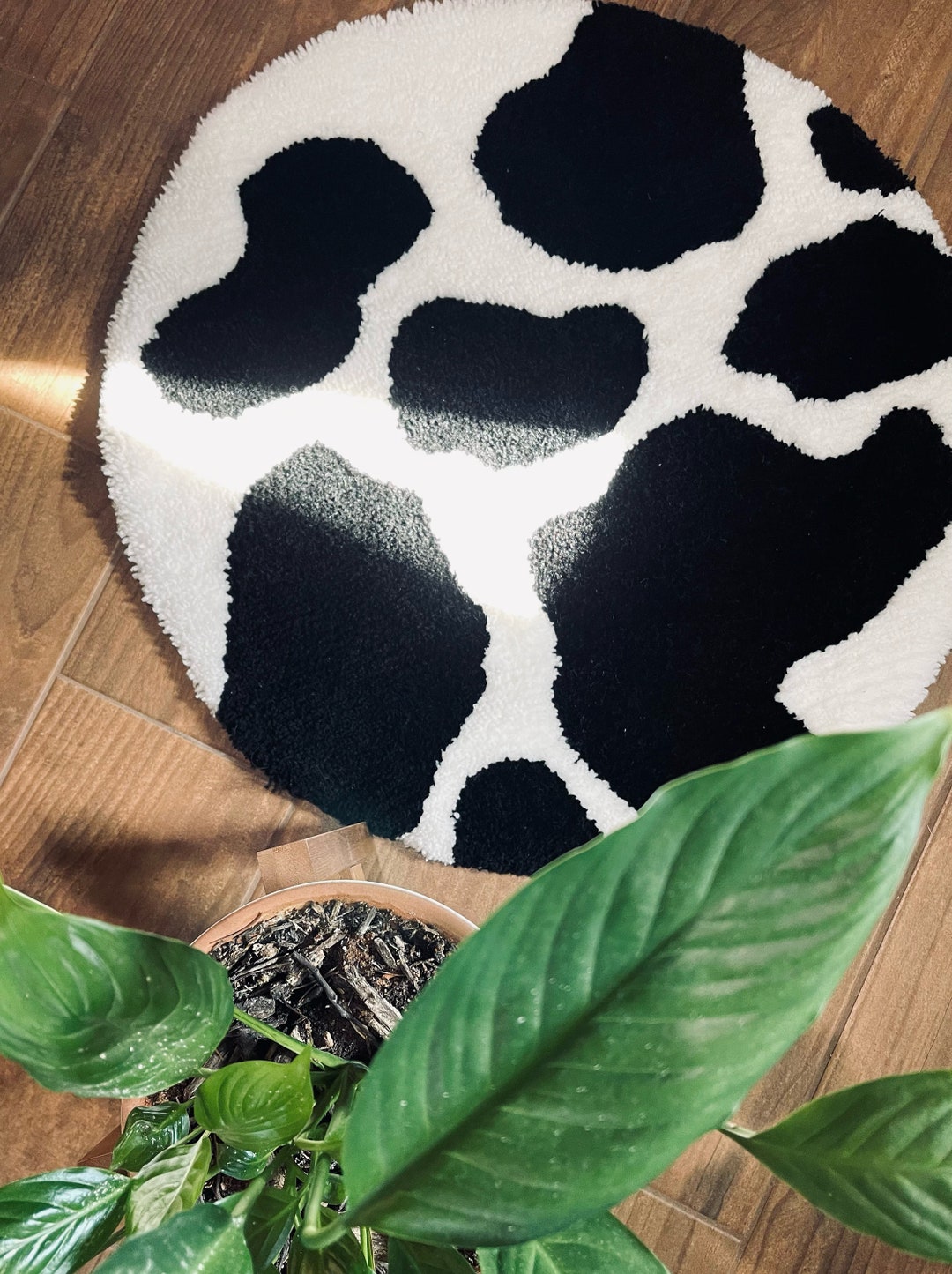 Cow Print Rug Black and White Tufted Rug Custom Animal Print - Etsy