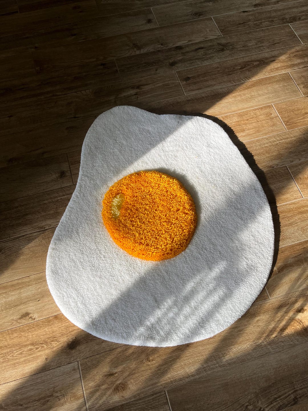 Tufted 3D Egg Rug Accent Kitchen Office Bedroom Decor, Fried Egg Art ...