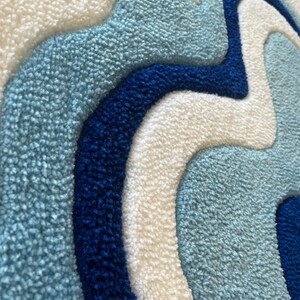 Blue and White Wave Rug, Customizable Wavy Tufted Rug, Area Rug - Etsy